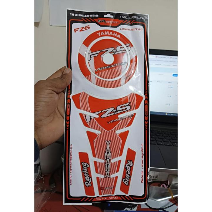 Yamaha FZ S 3D Carbon Fiber Fuel Tank Pad Sticker For Motorcycle. red ...