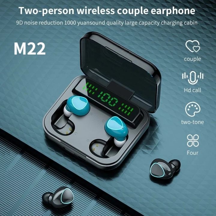TWS 4 in 1 M22 Two Pairs Mini Dual Multi-point Pairing Earphones Noise ...