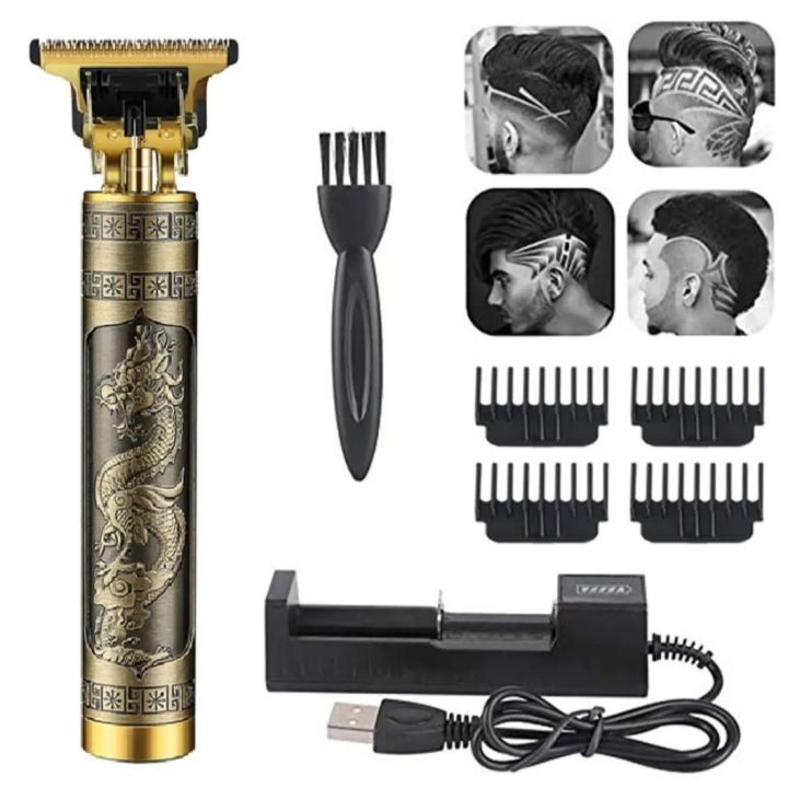 T9 Vintage USB Rechargeable Hair Trimmer Electric Hair Clipper Haircut ...