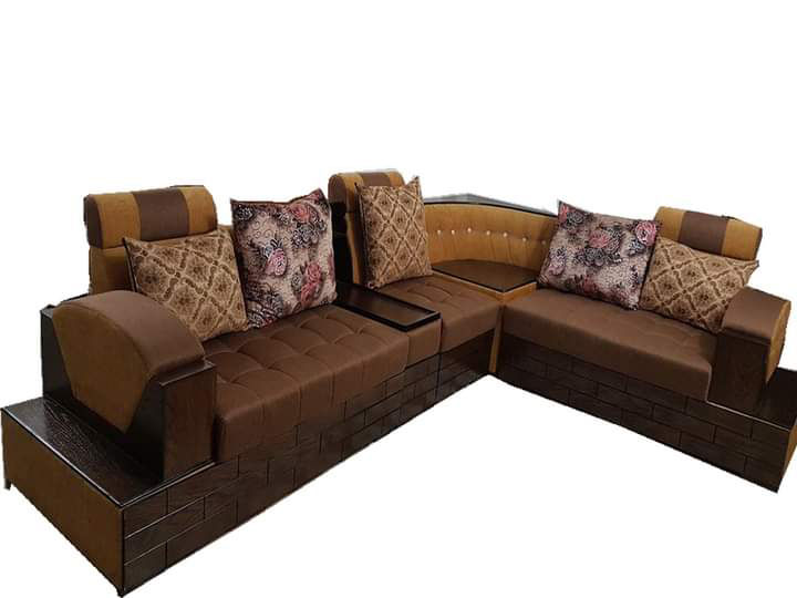 L Corner Sofa set-SA 9875 canadian process wood (oak vinier) 5 seat ...