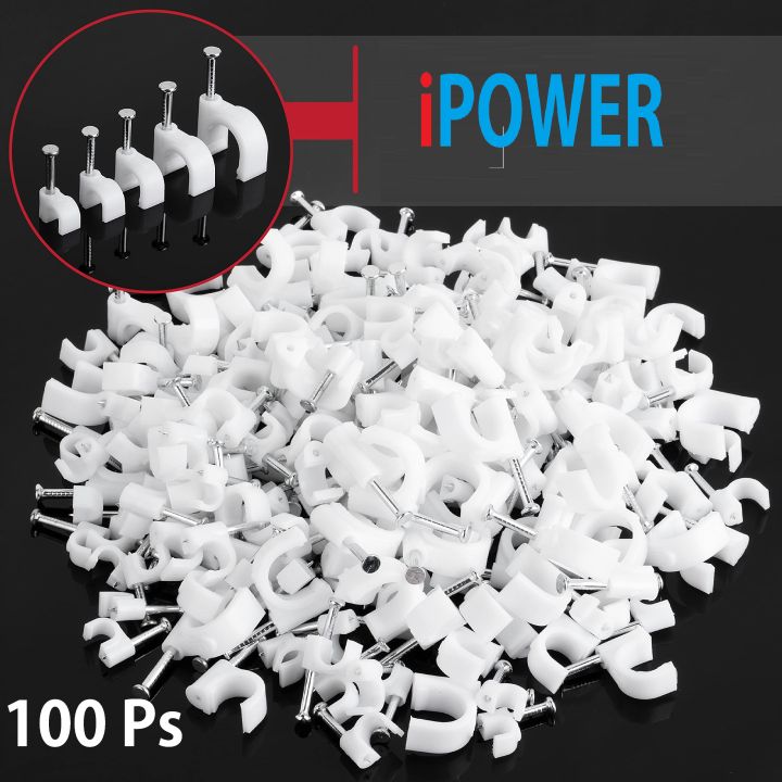 Cable Clips with Steel Nails, White, 100 pcs, 4mm 5mm 6mm 8mm 10mm ...