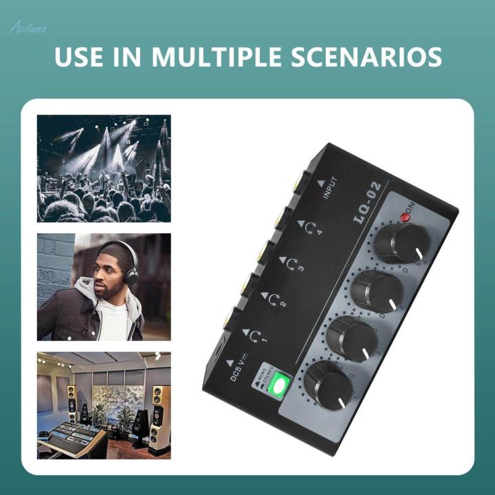 4 Channel Line Mixer Compact Mini Audio Mixer for sub Mixing Bass ...