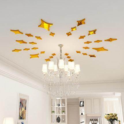 50pcs Star Shape 3D Acrylic Wall Stickers Living and Bed Room Ceiling ...