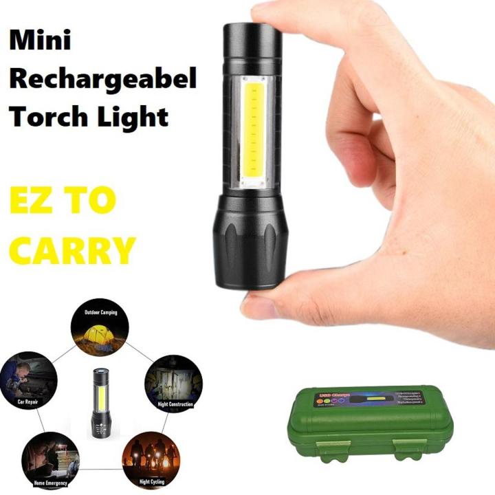 USB Rechargeable 3 Mode Power Mini LED Torchlight Torch- | Daraz.com.bd