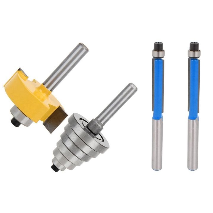 1 Set 1/4 in ch Shank Rabbeting Router Bit with 6 Bearings Set & 2 Pcs ...