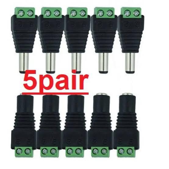 5 Male And 5 Female 12V Dc Power Jack Adapter Connector For Led Strip ...