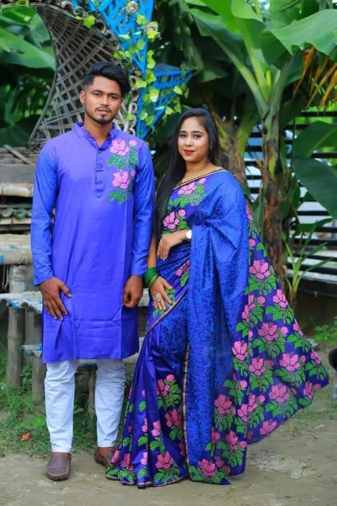 Couple Set/Matching dress/Couple & Family Sets/Sari And Panjabi | Daraz ...