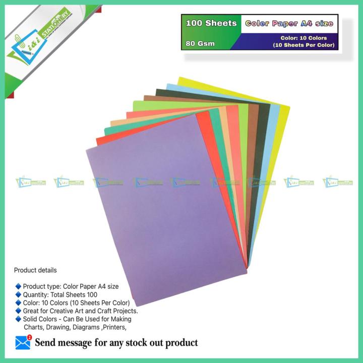 A4 Color Paper for Craft, Art and Photocopy Medium quality 100 Sheets ...