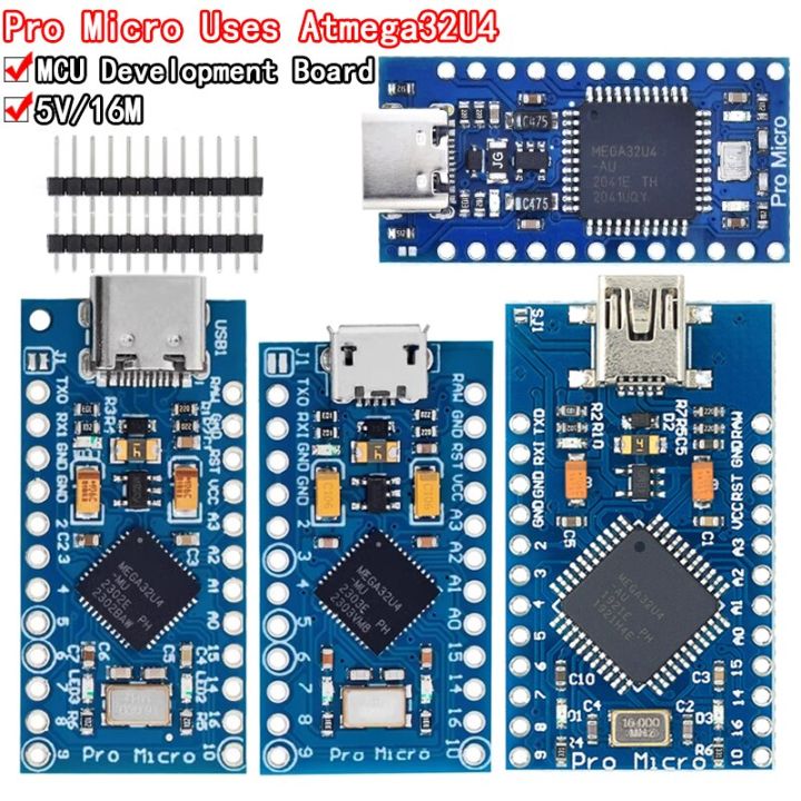 Pro Micro ATmega32U4 5V 16MHz Original Chip Replace ATmega328 For Arduino Pro Mini With 2 Row ...