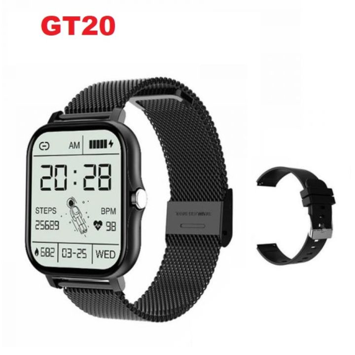 GT20 Smart Watch Bluetooth Calling Touch Display Metal Strip Extra Belt ...