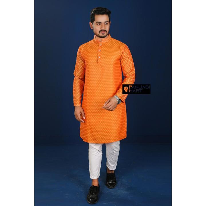 2020 Fashionable menz Orange Peyaj cotton Panjabi | Daraz.com.bd