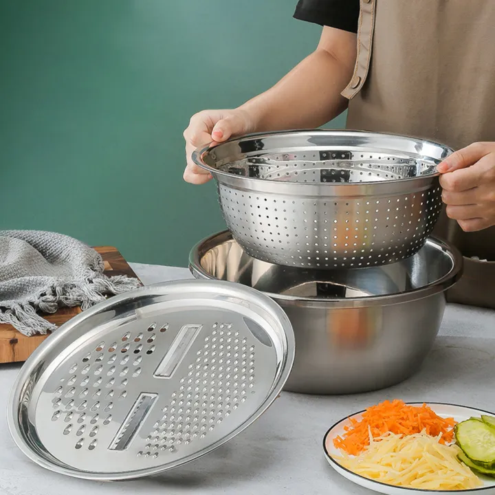 Stainless Steel Vegetable Slicer Grater 3 in 1 Multifunctional Rice ...