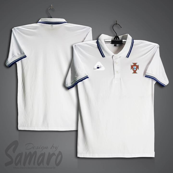 Portugal Short Sleeve Polo Football Jersey For Men - PP Micro Collar ...