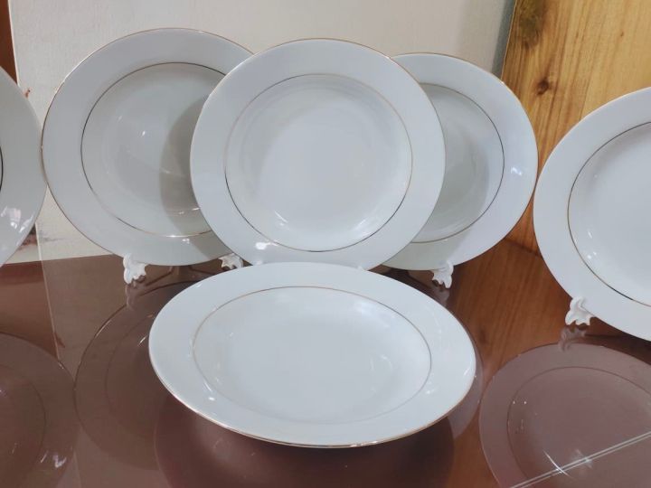 6 Pcs Ceramic Deep Dinner Plate Set 9"Inch , Deep Rice Dinner Plate ...