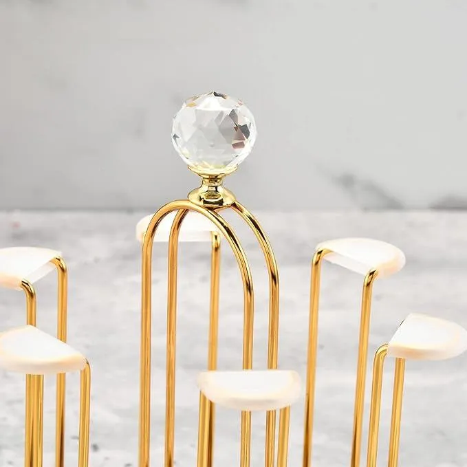 360 Degree Rotating Dining Table Glass holder Rack, Golden Metal ...