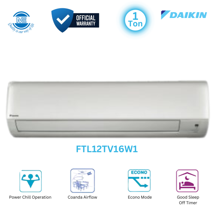 DAIKIN 1.0 Ton Split Non-Inverter AC With Coanda airflow | FTL12TV16W1D ...