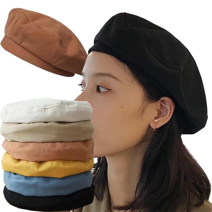Fashion Solid Color Japanese Style Octagonal Beret Cap For Women Girls ...