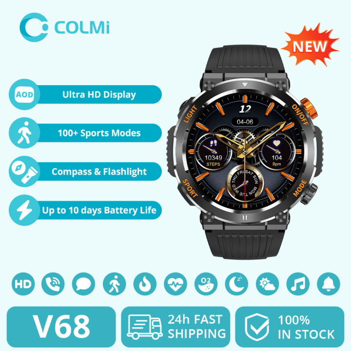 SAKURA [2024] COLMI V68 1.46'' HD Display Smartwatch 100 Sports Modes Compass Flashlight Men ...