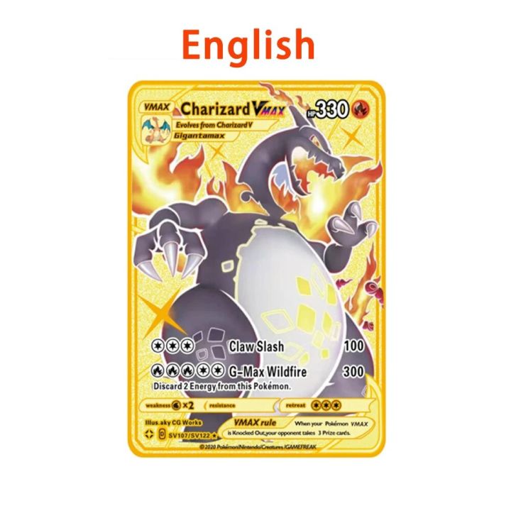 Pokemon Flash Gold Card Fire-breathing Dragon Gx Vmax Metal Rare Card ...