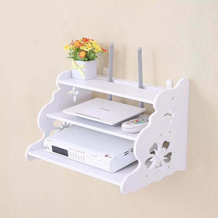 Three Layers Floating TV Shelf Wall Mount WiFi Router Bracket Streaming ...