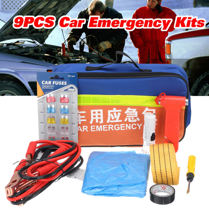 Pick for you 9Pcs Car Emergency Kits Portable Auto Set Roadside Car ...