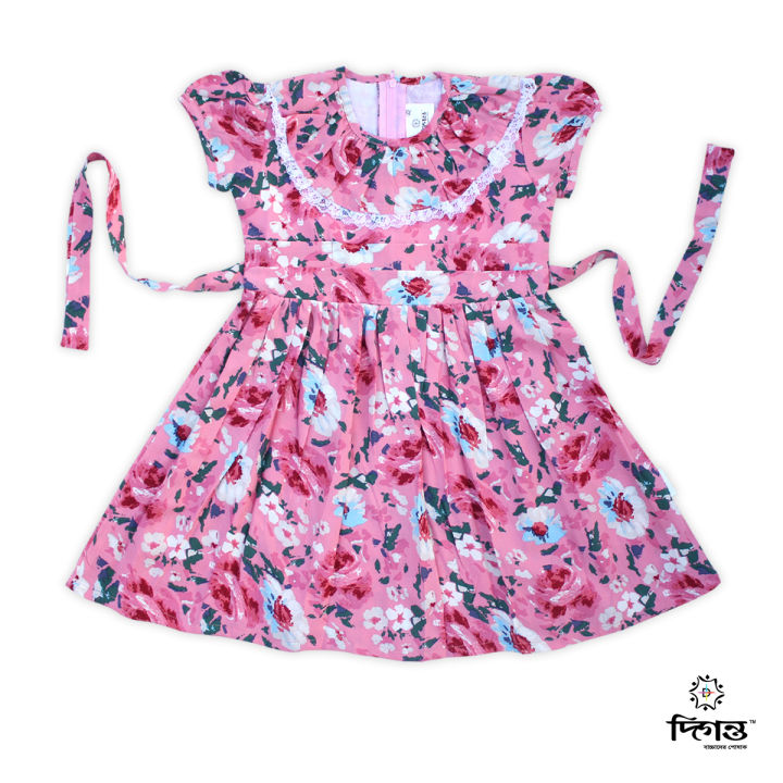 2021 Summer Sweet multicolor flower print half sleeve Linen frock for ...