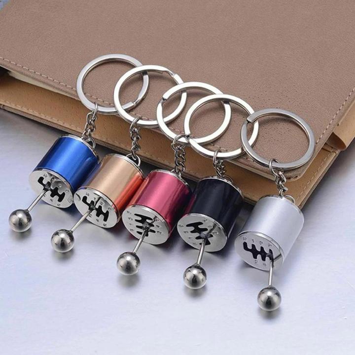 Car Gear Box Keychains Car Wheel Key ring Imitation 6 Speed Manual Car ...