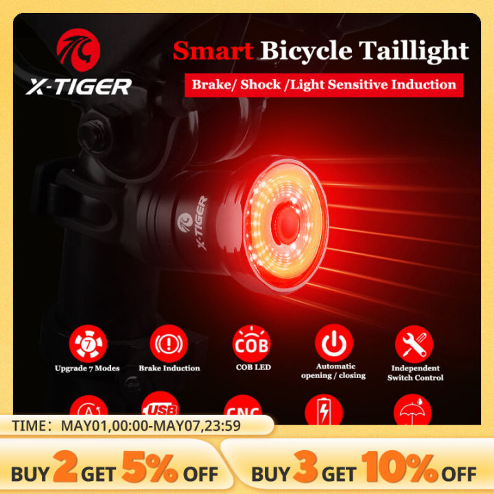 X-TIGER Bike Rear Light Smart Brake Sensing Light Bicycle Tail Light ...
