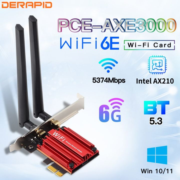 WiFi6E Intel AX210 Bluetooth 5.3 Triple Band 2.4G/5GHz/6GHz WiFi Card 802.11AX AX200 PCI Express ...
