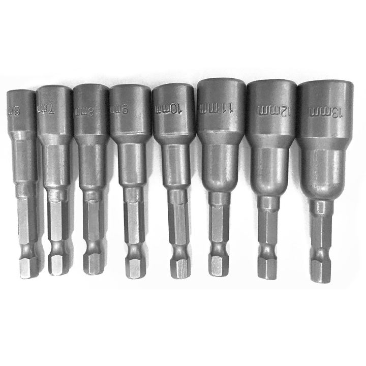 8pcs 1/4 inch Hex Magnetic Nut Driver Socket Set Metric Impact Drill ...
