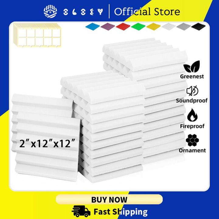 White Acoustic Soundproofing Panel 6/12/24Pcs Studio Soundproof Foam ...