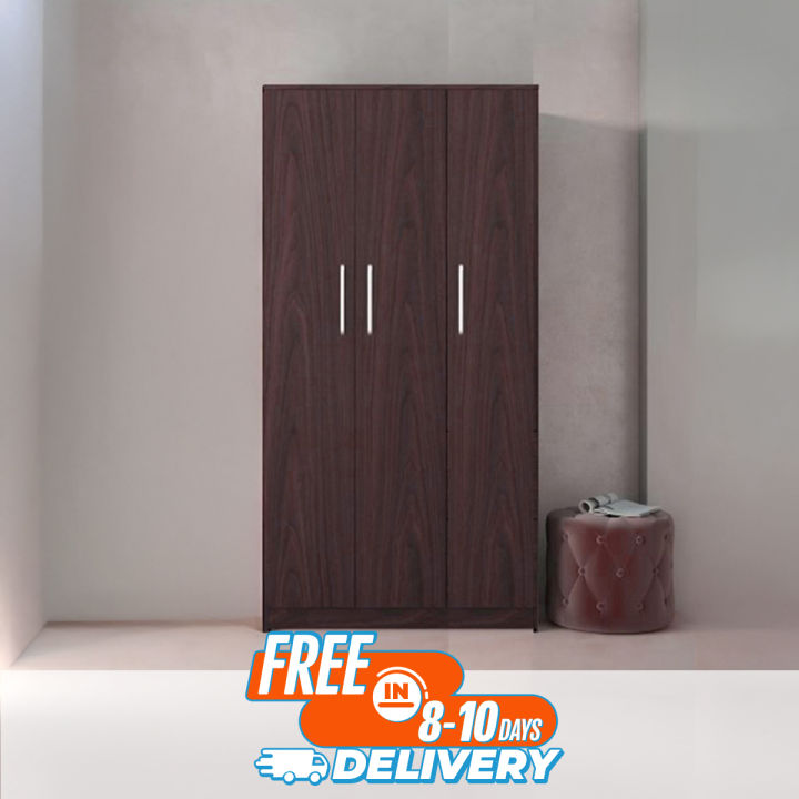 Urban Walnut Secure 3 doors Compact Almirah, Partex MDF Laminated Board ...