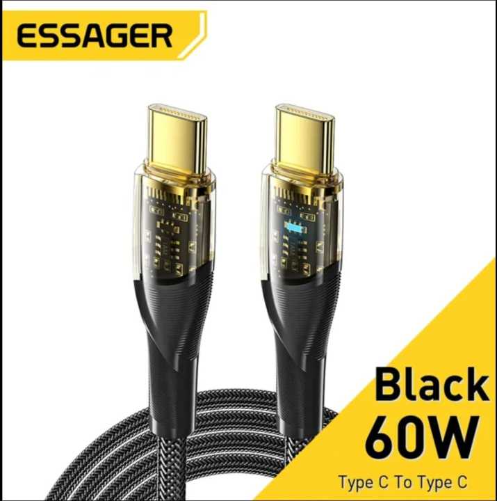 Essager USB C To Type C Cable PD100W 60W Fast Charging Wire USB-C Charger Data Cord For Macbook ...