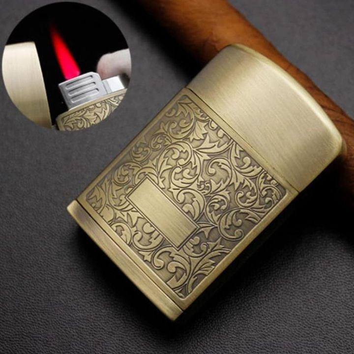 Metal Lighter Windproof Red Flame Lights Vintage Classic Gas Lighters ...
