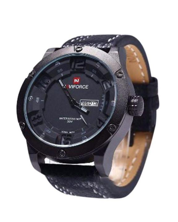 Artificial Leather Analog Watch for Men - Black | Daraz.com.bd