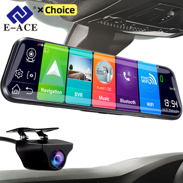 E-ACE Dash Cam Car Dvr 10 Inch Android WIFI FHD 1080P 4G Streaming ...