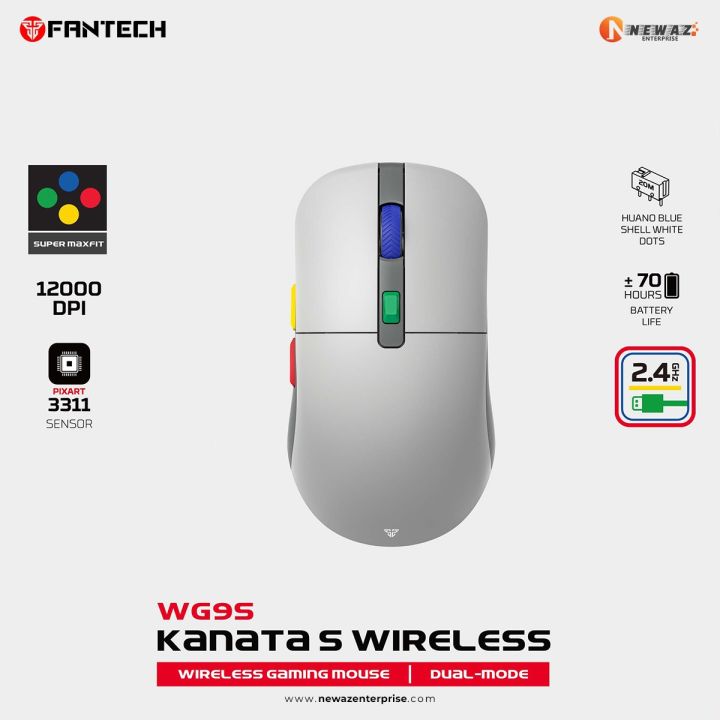 FANTECH WG9S Super Maxfit Wireless Gaming Mouse PixArt PAW3311 12000DPI ...