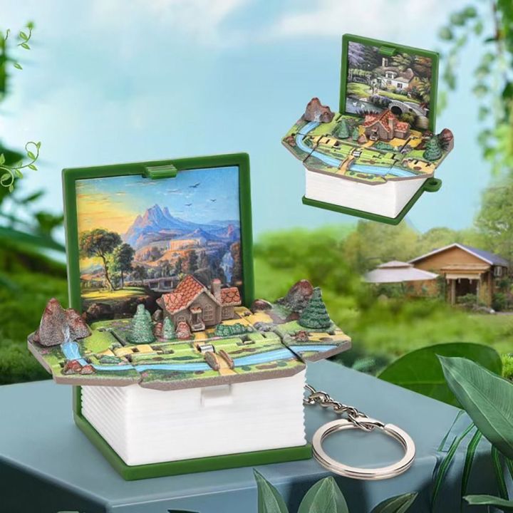 Dinosaur World Scene 3D Books Keychain Toys Fashion Gift Mini Pop Up ...