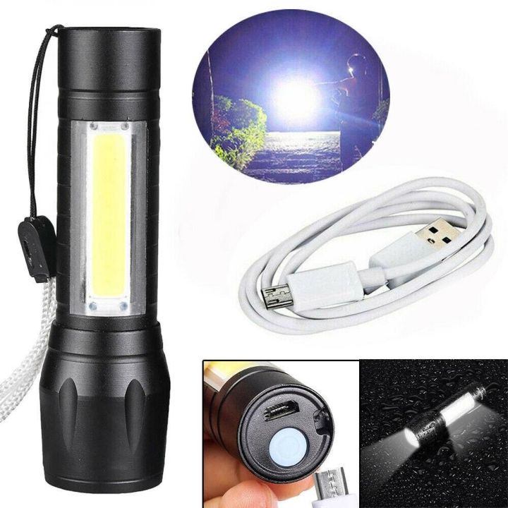 100% original Torch Light Usb Rechargeable Flashlight 2 In 1 Led Lamp ...