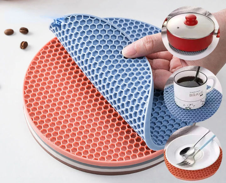 14/18Cm / 1pcs Round Heat Insulation Silicone Pad Desk Mat Silicone Pot ...