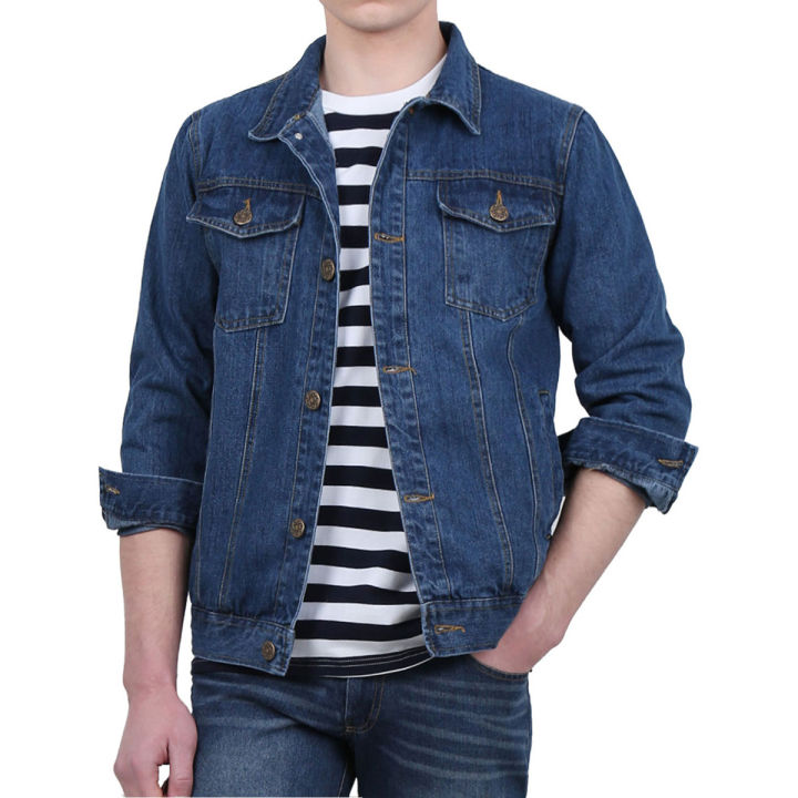 Navy Blue Fashionable Denim Jacket For Men | Daraz.com.bd