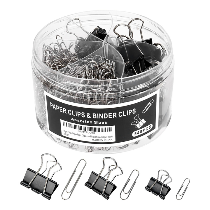 Premium Set of 340Pcs Assorted Sizes Paper & Binder Clips Set Kit ...