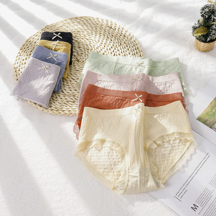 4 pieces butterfly panties women breathable lace edge mid rise triangle ...