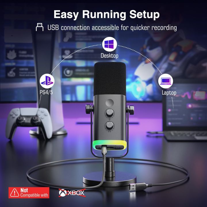 FIFINE AM8 Dynamic Microphone with RGB Control/Headphone Jack/Mute,MIC ...
