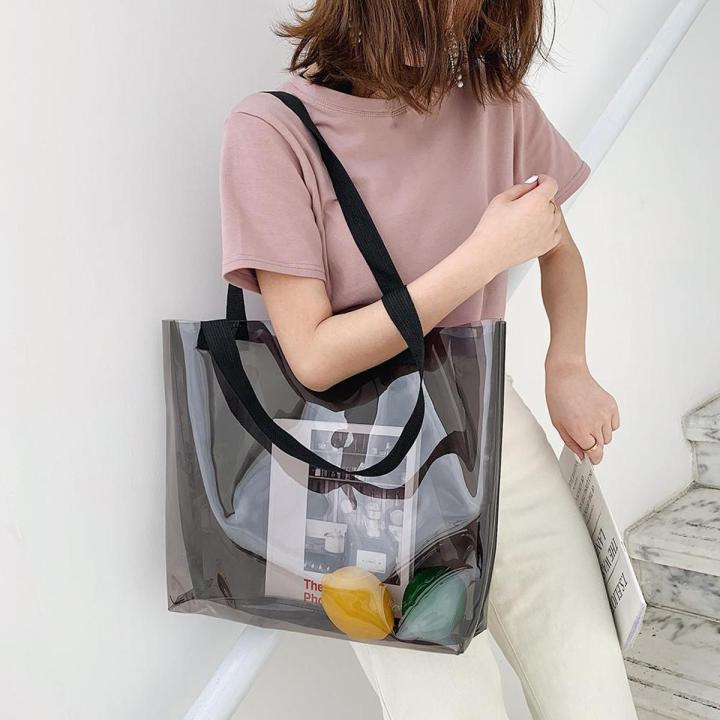 Clear PVC Transparent Shopping Bag Shoulder Handbag Women Tote Travel ...