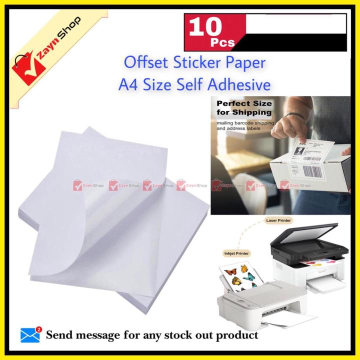 Offset Sticker Paper A4 Size Self Adhesive Label white color 10 pcs ...