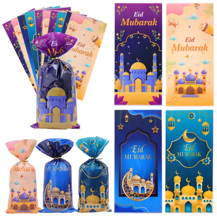 （New）10/20/30Pc Eid tar Moon Catle Printed Bag Portable elf-adheive ...