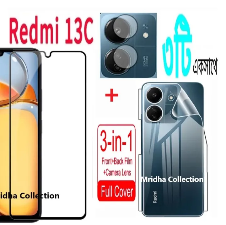 3in1 Protector Combo Pack for Xiaomi Redmi 13C 4G (5d Full Screen ...