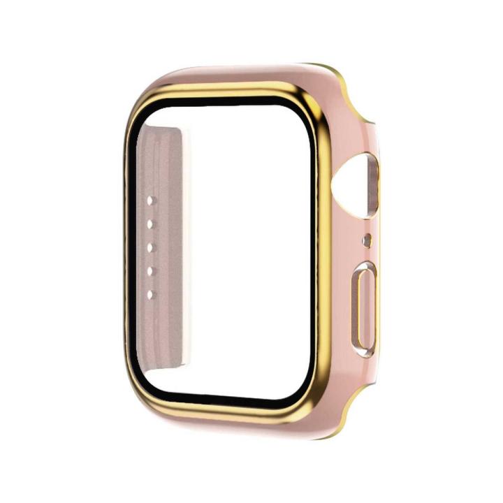 （COD)Electroplating Two-color PC+Tempered Film Watch Case For Apple ...