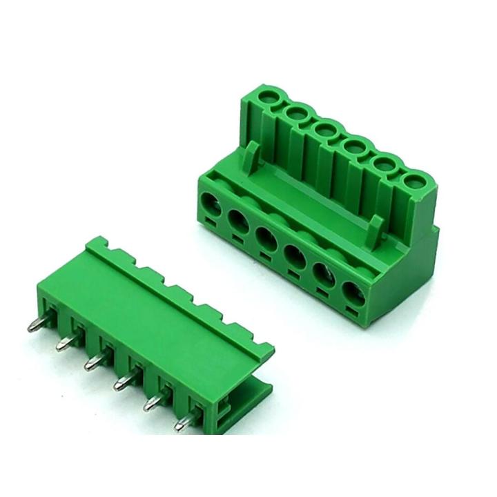 6Pin RIGHT Angle GREEN Color MALE & FEMALE Screws Terminal Block 6 Pin ...
